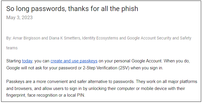 Google帳號支援Passkey登入，強調比密碼、2SV安全方便 | iThome